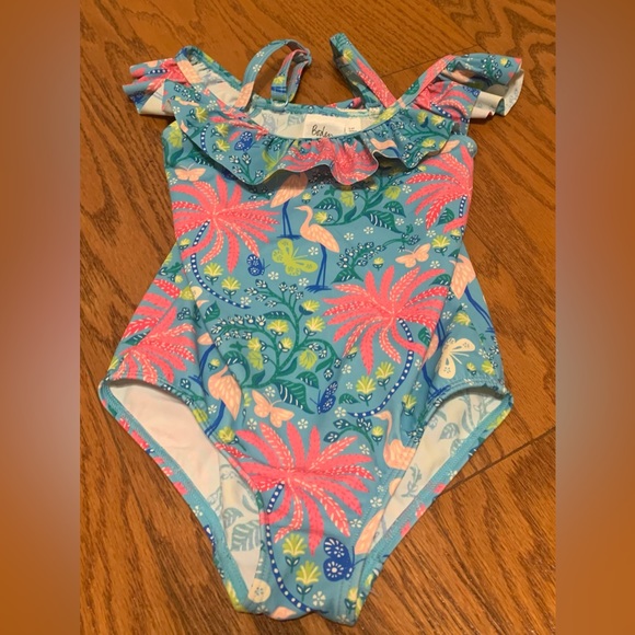 Boden | Swim | Boden 34y One Piece Flamingo And Beach Print Bathing Suit With Ruffles | Poshmark